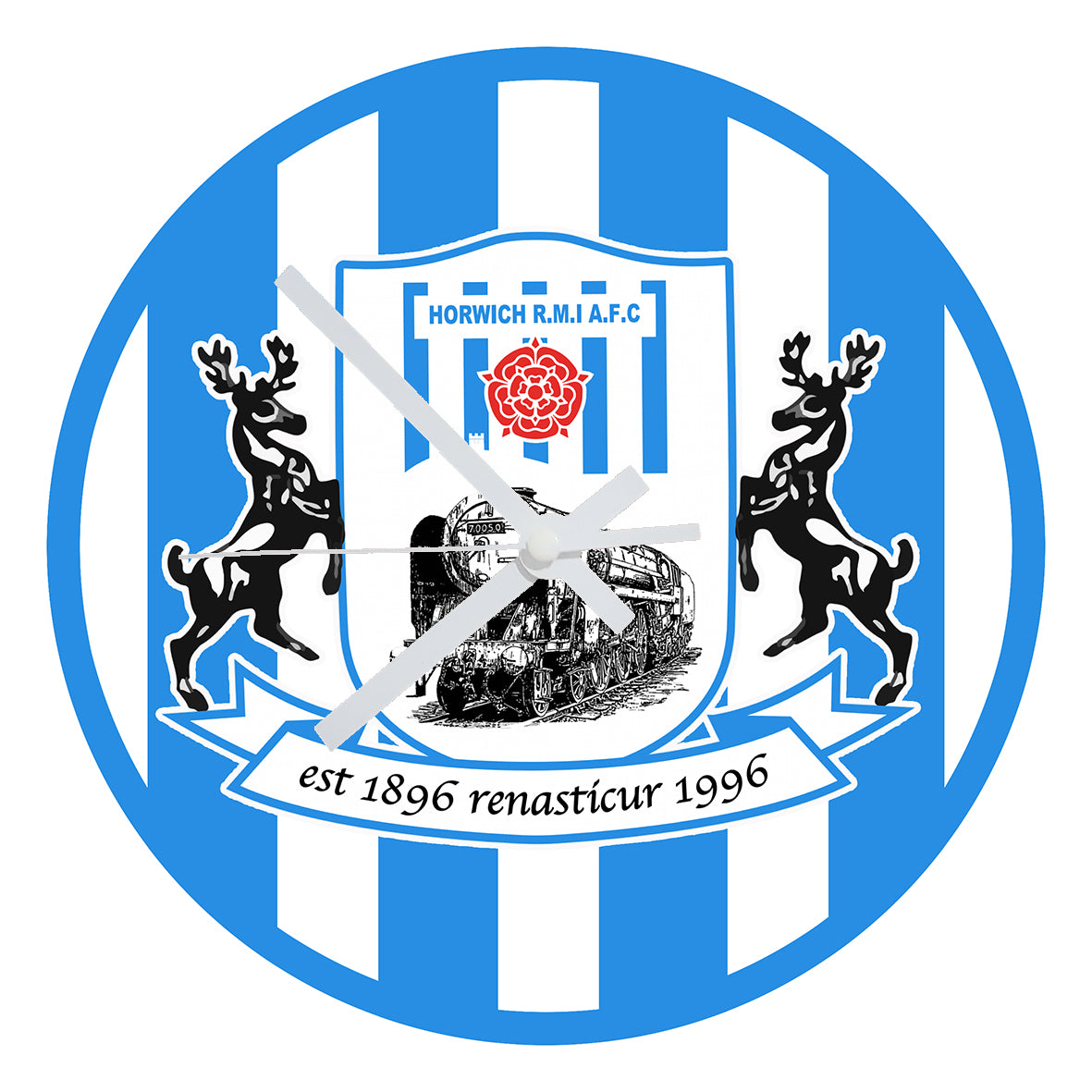 HORWICH RMI AFC GLASS CLOCK (20cm diameter, 3mm thick) – The Trophy Room